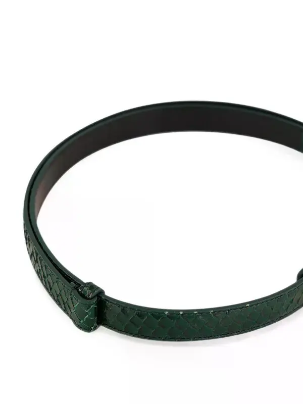 TOM FORD Snake-effect Leather Belt - Green