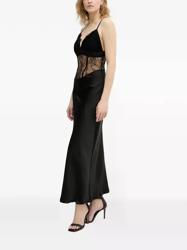 HAVEONE Lace-panelled Satin-finish Maxi Dress