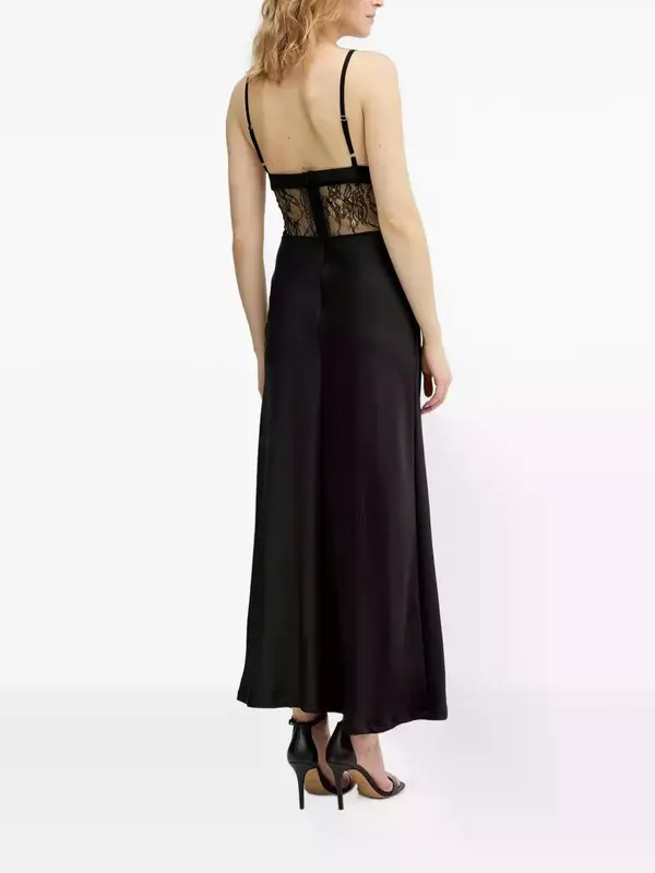 HAVEONE Lace-panelled Satin-finish Maxi Dress