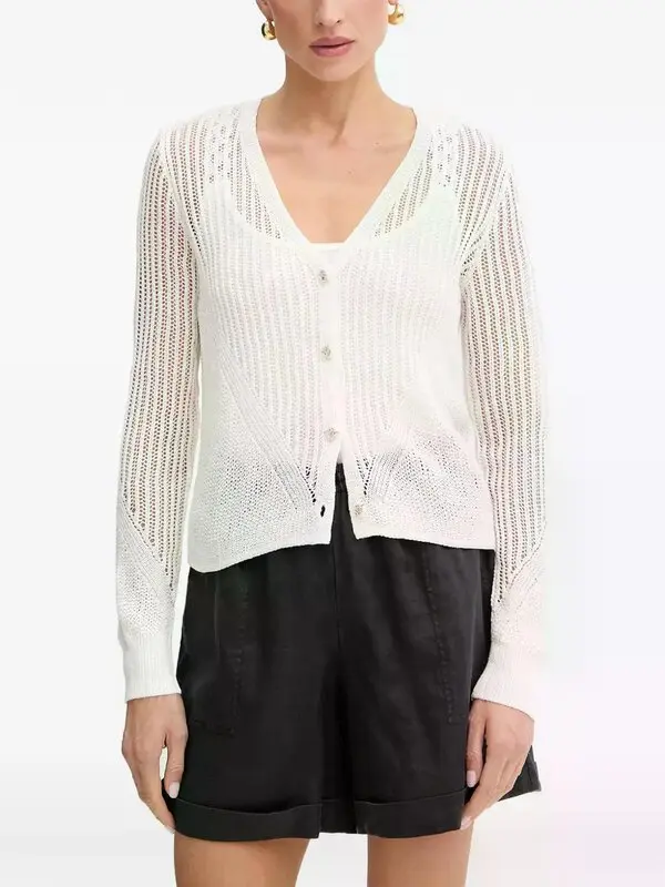 MORGAN Pointelle-knit Button-up Cardigan