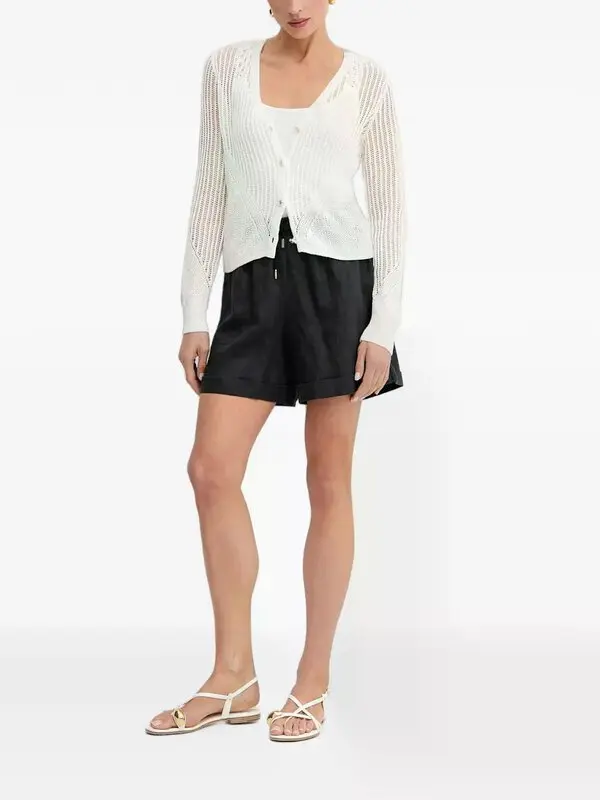 MORGAN Pointelle-knit Button-up Cardigan