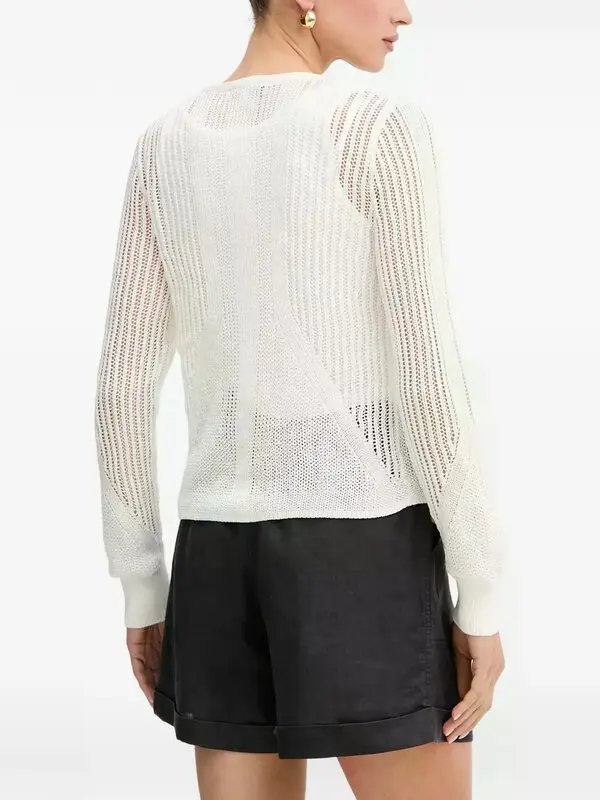 MORGAN Pointelle-knit Button-up Cardigan