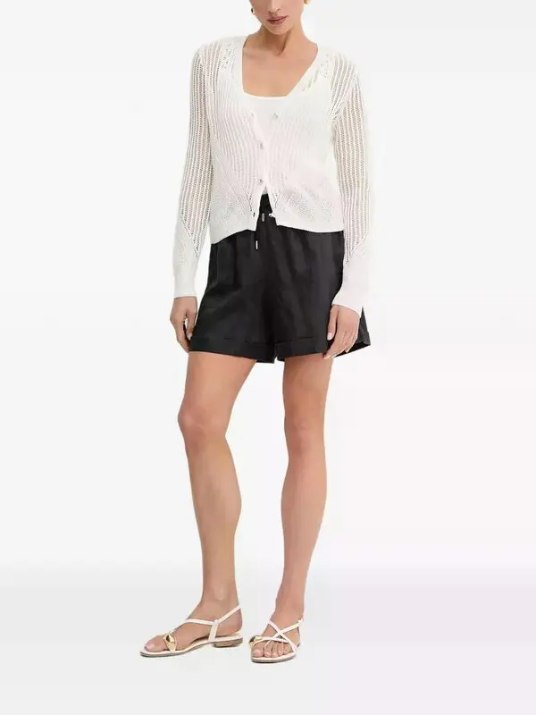 MORGAN Pointelle-knit Button-up Cardigan