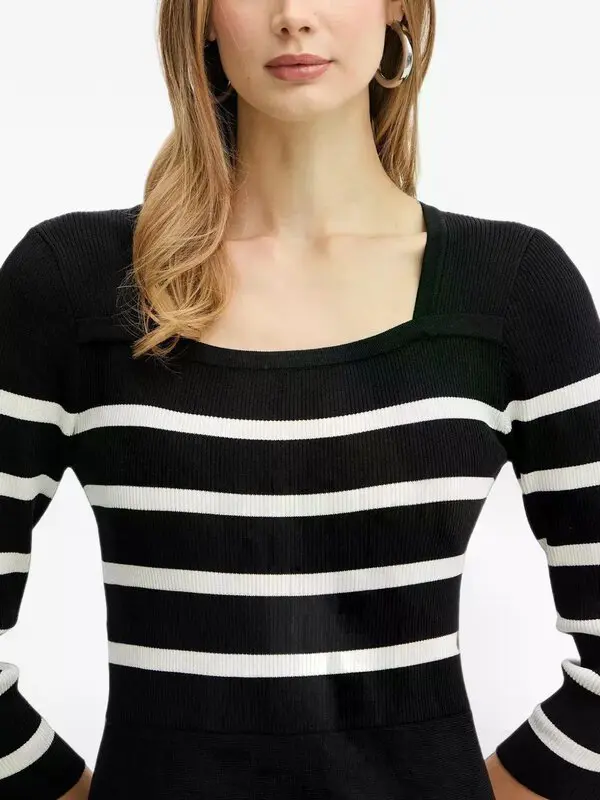 MORGAN Striped Button-detail Mini Dress