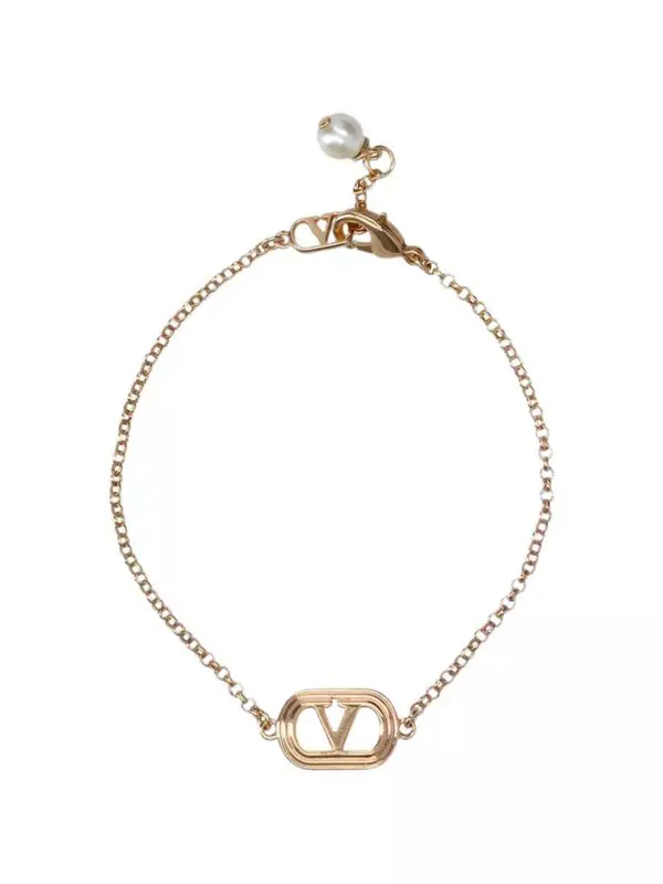 Valentino Garavani Vlogo Signature Faux-pearl Detail Bracelet - Gold