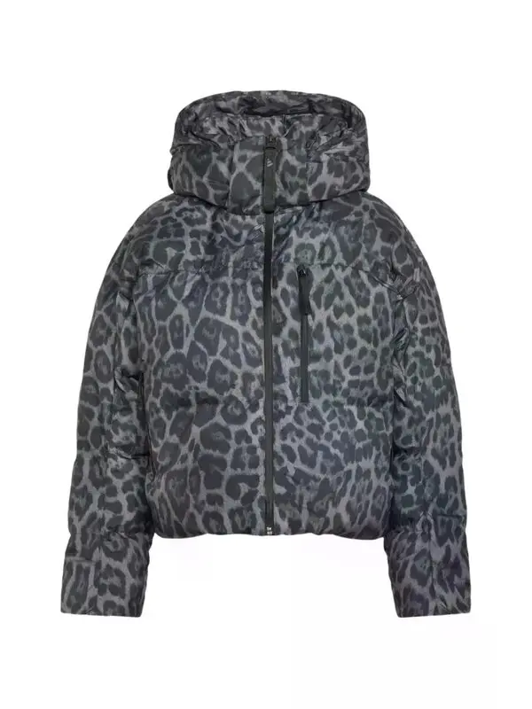 Adidas By Stella McCartney Leopard-print Hooded Puffer Jacket