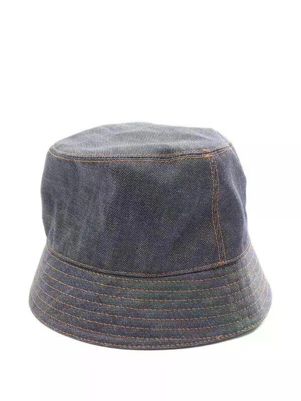Prada 2010s Triangle-logo Denim Bucket Hat - Blue