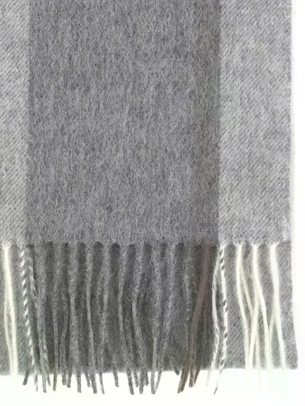 PUROTATTO Check-pattern Fringed Scarf - Grey