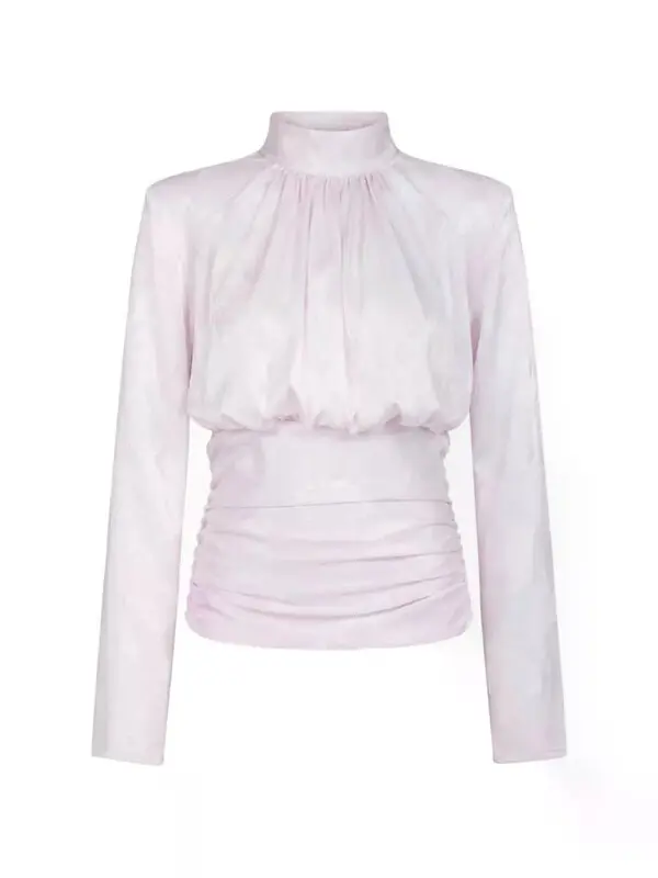 ROTATE BY BIRGER CHRISTENSEN Jacquard-pattern Draped Blouse
