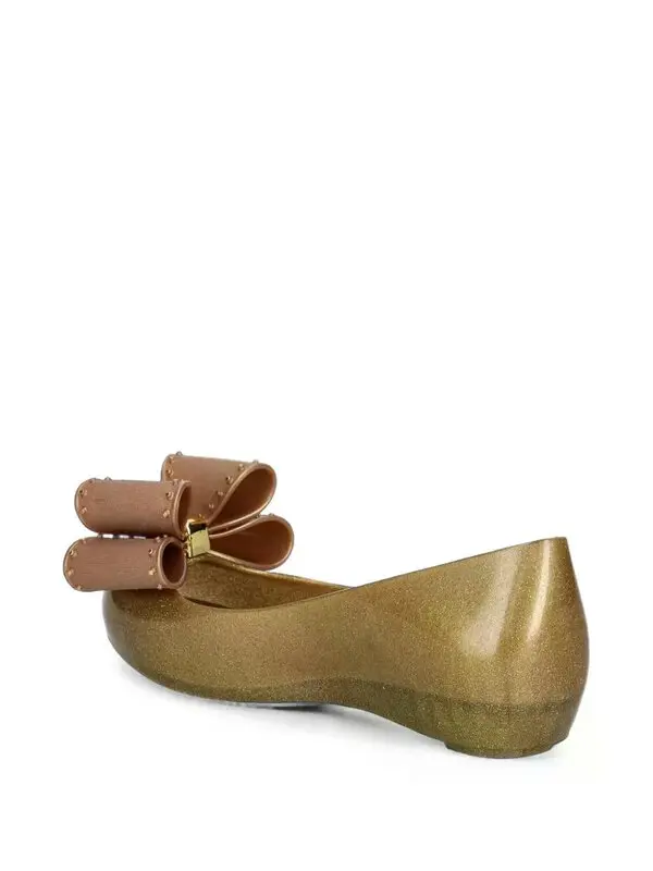 Melissa Glitter-detail Bow-embellished Ballet Flats