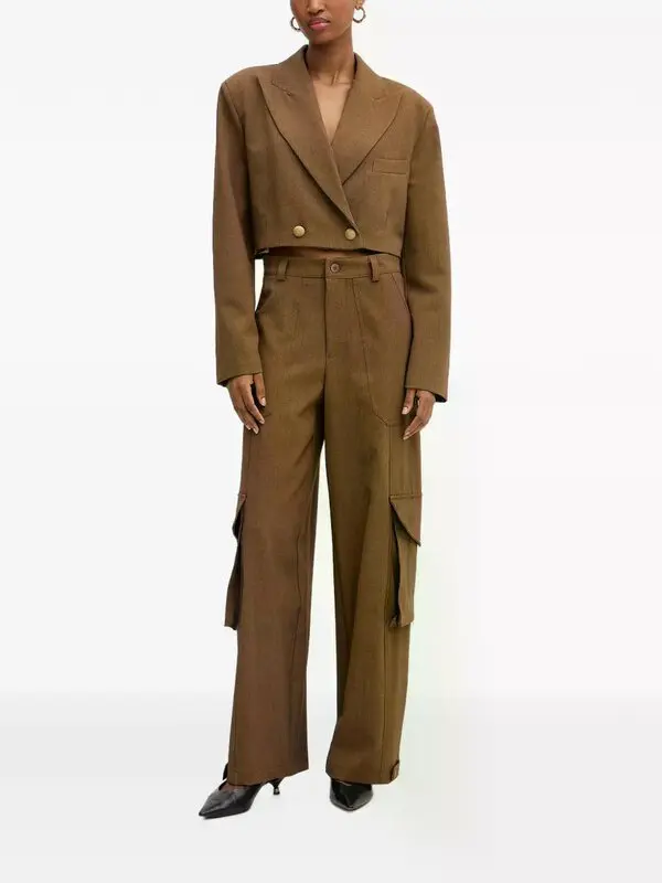 HAVEONE Cropped Double-breasted Blazer