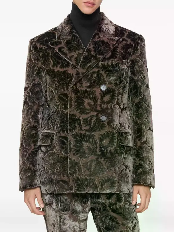 Burberry Double-breasted Jacquard Velvet Blazer