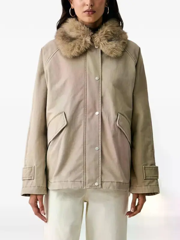 Marc O'polo Faux-fur Collar Raglan-sleeve Jacket - Neutrals
