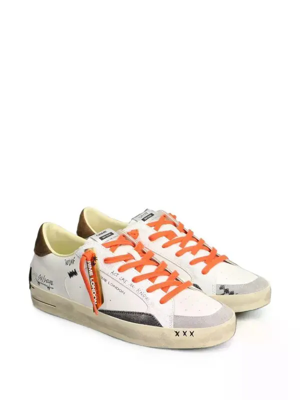 CRIME LONDON Sk8 Deluxe Distressed-effect Sneakers