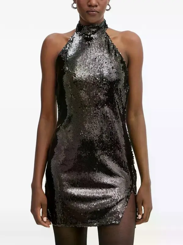 HAVEONE Sequin-embellished Halterneck Mini Dress