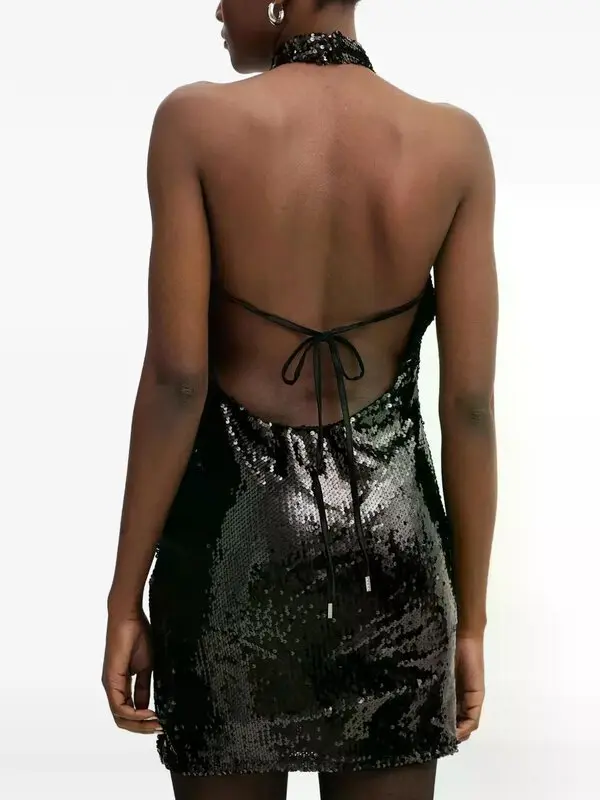 HAVEONE Sequin-embellished Halterneck Mini Dress