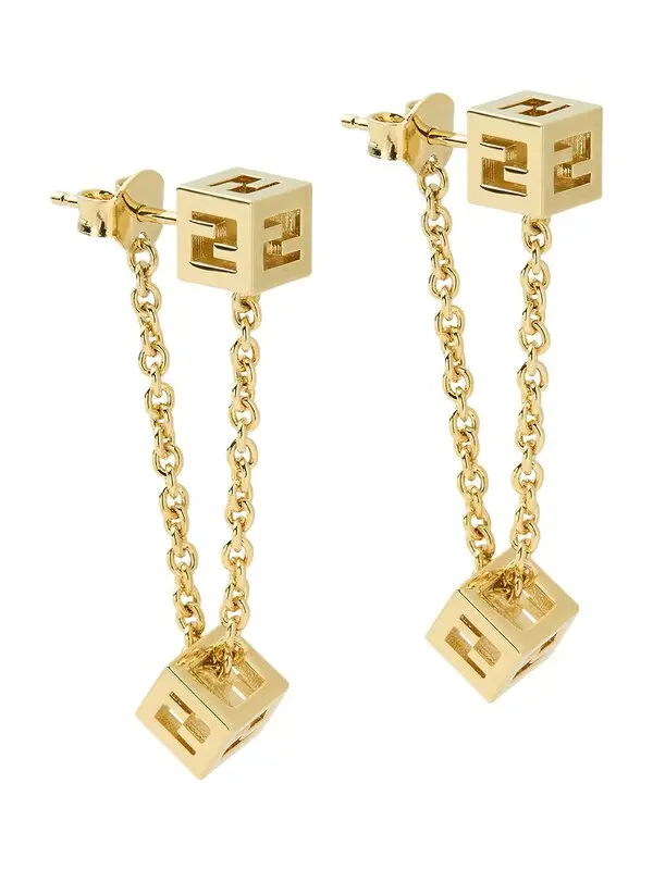 Fendi Faces Dangling Earrings In Super Soft Gold-tone Metal - Metallic
