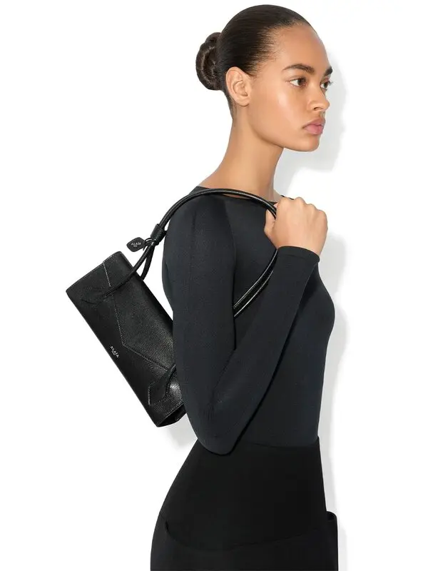Alaïa Small Le Teckel Flap Bag In Shiny Leather - Black