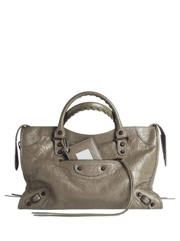 Balenciaga Le City Medium In Arena Leather Military - Green