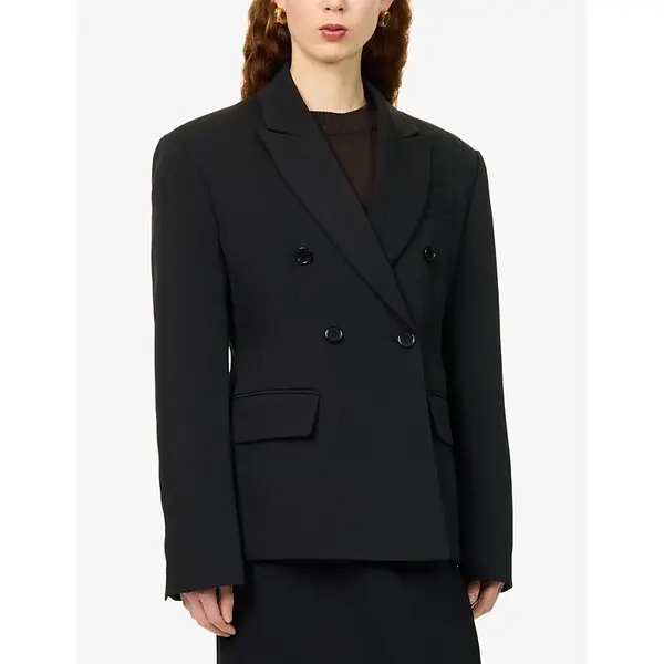 THE FRANKIE SHOP Doyer Double-breasted Cinched Woven Blazer