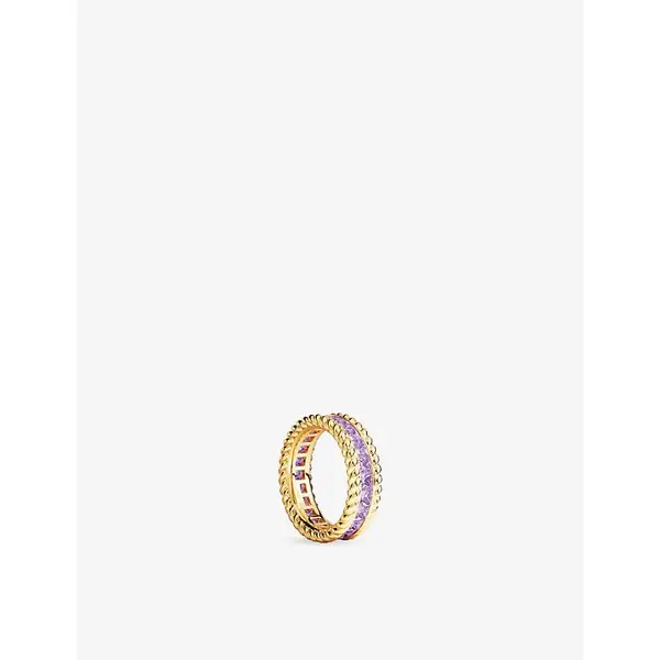 APM MONACO Cordage 18ct Gold-plated Alloy And Princess-cut Lilac Siamite Ring - Yellow