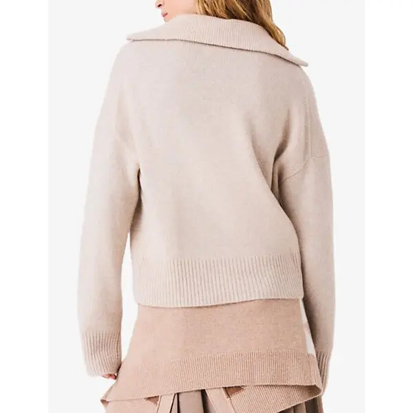 Maje Zip-neck Relaxed-fit Cashmere-blend Jumper