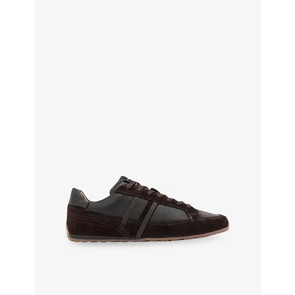 ALLSAINTS Liam Suede And Leather Trainers - Dark Brown