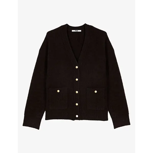 Maje Button-embellished Relaxed-fit Yak Wool-blend Cardigan