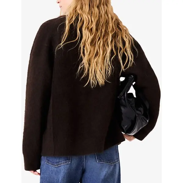 Maje Button-embellished Relaxed-fit Yak Wool-blend Cardigan