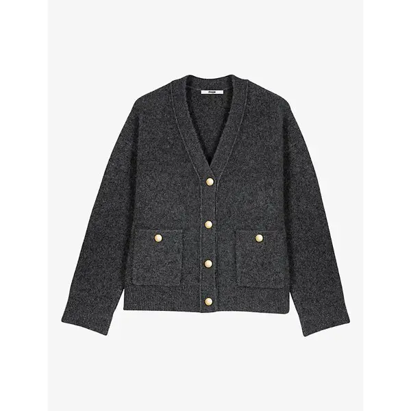 Maje Button-embellished Relaxed-fit Yak Wool-blend Cardigan