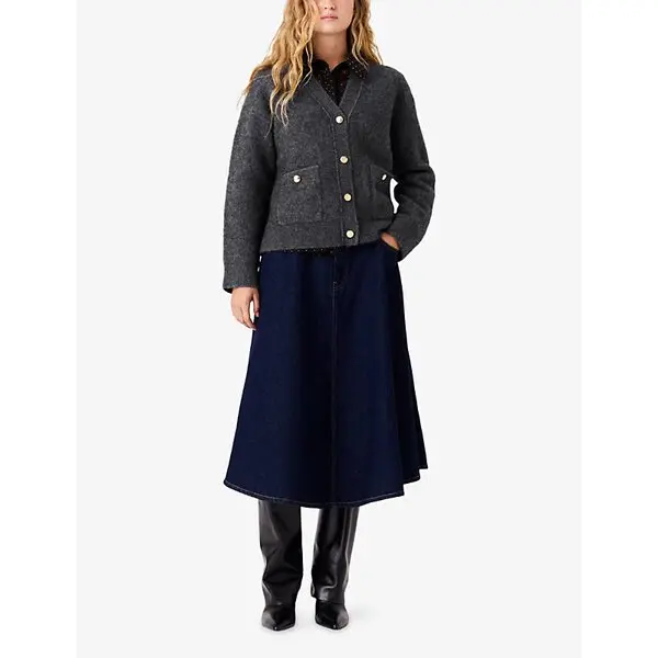 Maje Button-embellished Relaxed-fit Yak Wool-blend Cardigan