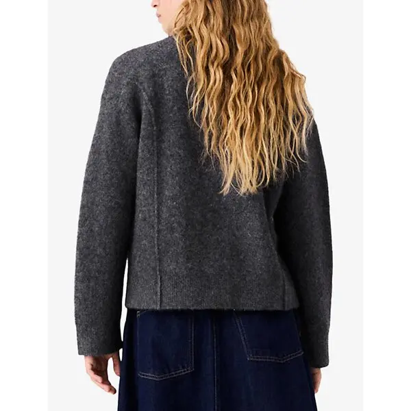 Maje Button-embellished Relaxed-fit Yak Wool-blend Cardigan