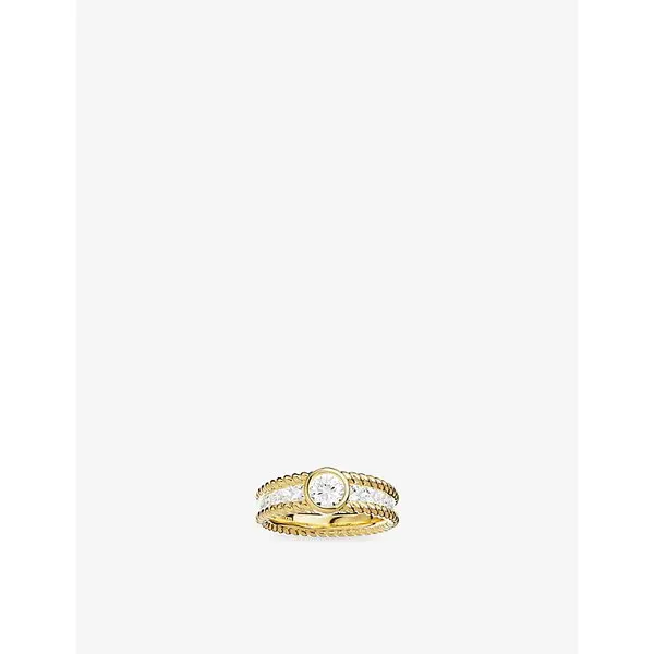 APM MONACO Cordage 18ct Gold-plated Alloy And Princess-cut Cubic Zirconia Ring - Yellow