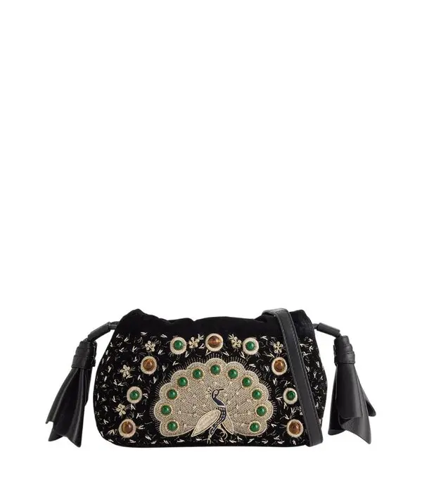 Zimmermann Cloud 91 Peacock Small Velvet Clutch - Black