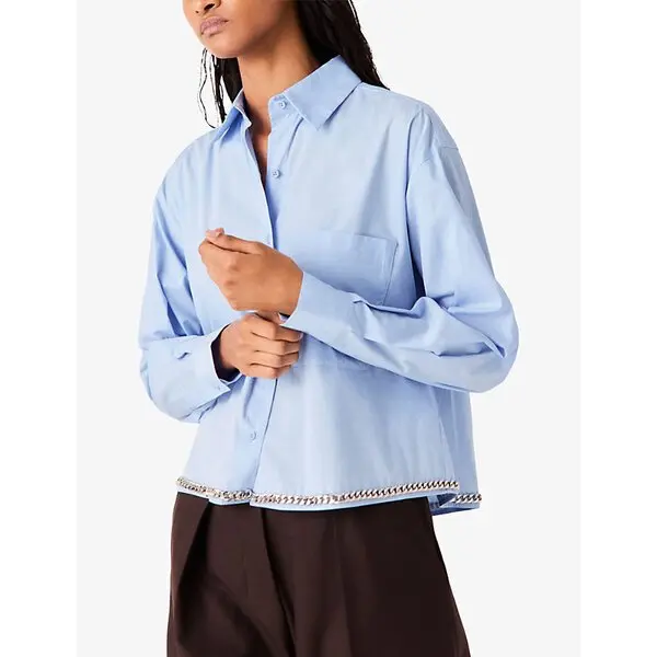 Maje Chain-embellished Boxy-fit Cotton Shirt