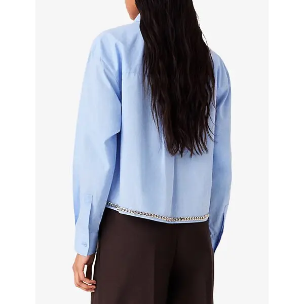 Maje Chain-embellished Boxy-fit Cotton Shirt