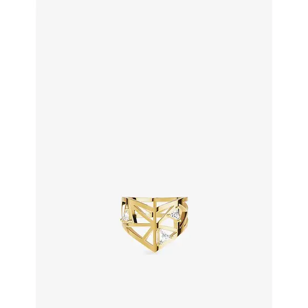 APM MONACO Labyrinthe 18ct Gold-plated Alloy And Cubic Zirconia Ring - Yellow