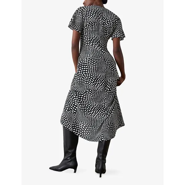Whistles Polka-dot Crepe Midi Dress