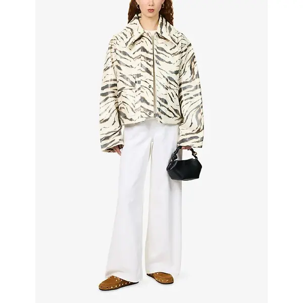 GANNI Zebra-print Canvas Barn Waxed Jacket