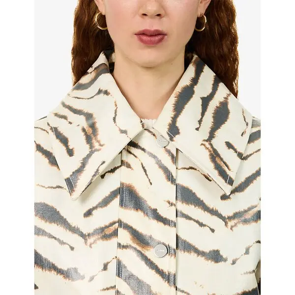 GANNI Zebra-print Canvas Barn Waxed Jacket