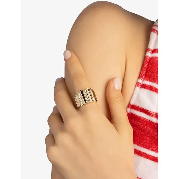 APM MONACO Up And Down 18ct -gold Plated Alloy And Cubic Zirconia Ring