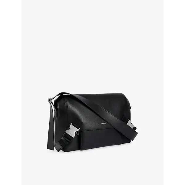 Sandro Brand-embossed Leather Messenger Bag