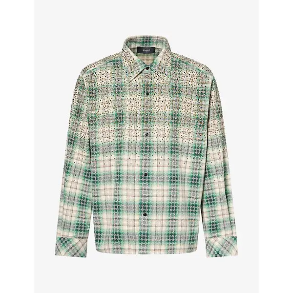 Amiri Crystal-embellished Checked Cotton Shirt