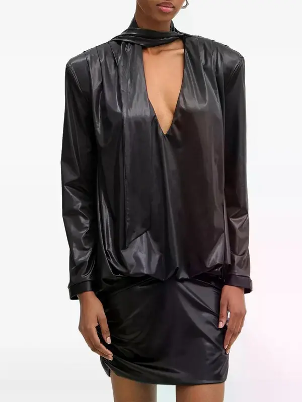 HAVEONE Pussy-bow Draped Midi Dress - Black