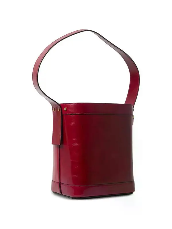 Versace Pivot Small Leather Bucket Bag - Red
