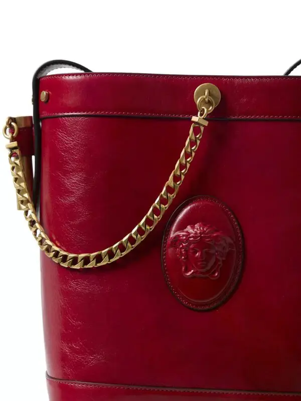 Versace Pivot Small Leather Bucket Bag