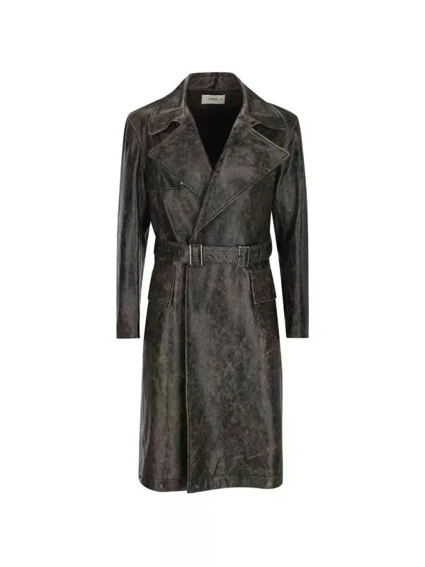 Fendi Crackled Leather Trench Coat