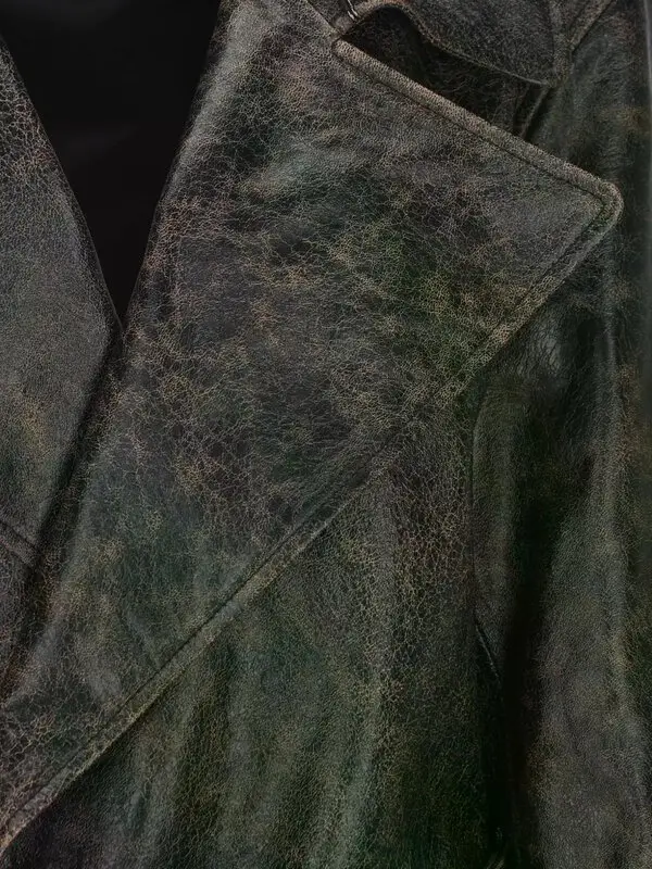 Fendi Crackled Leather Trench Coat