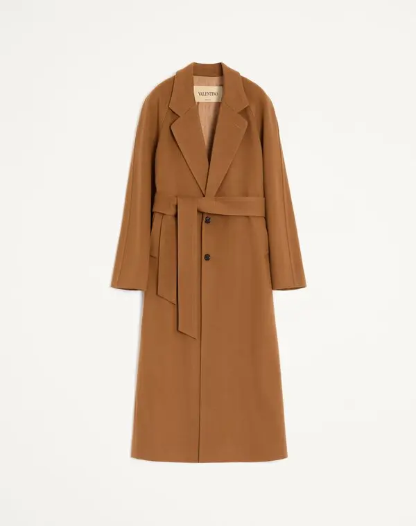 Valentino Garavani Light Wool Drap Coat With Belt