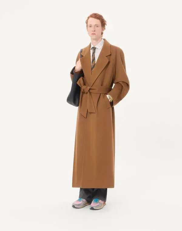 Valentino Garavani Light Wool Drap Coat With Belt